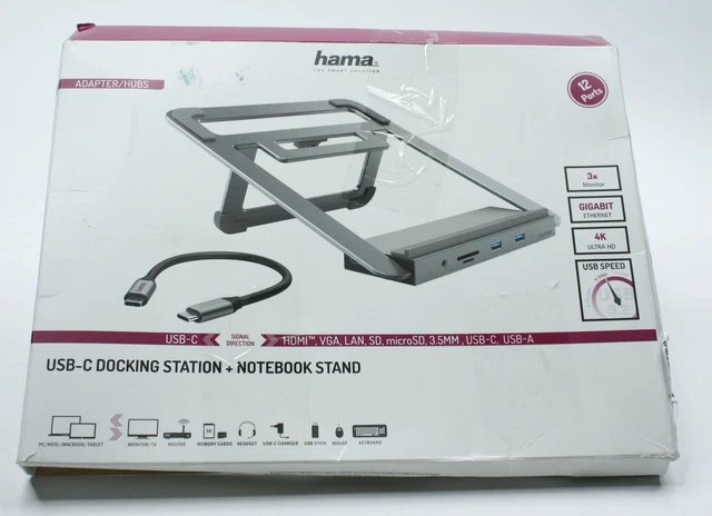 HAMA USB C Hub Docking Station Notebook Ständer 12 Ports HDMI USB USB-C ...