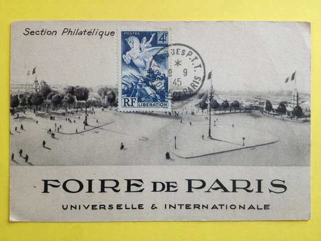 RARE STAND PTT FAIR PARIS 1945 Philatelic Section STAMP Liberation £16. ...
