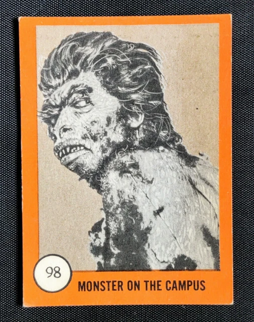 1961 NU-CARDS HORROR Monster Series Orange #98 Monster On The Campus EX ...