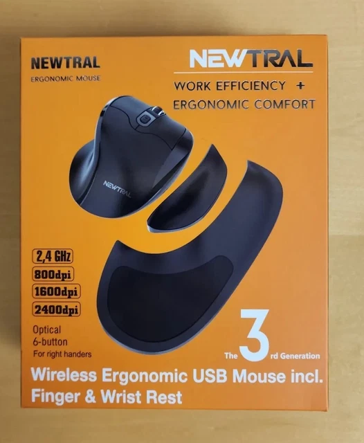 NEWTRAL 3RD GEN. 2.4GHz Wireless Ergonomic Optical Mouse with Finger ...
