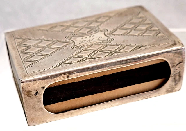 ANTIQUE DUTCH SOLID Silver .833 Large Matchbox Cover Marked: J.N.S ...