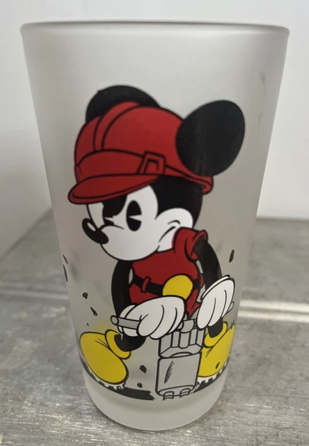 MICKEY MOUSE MACHO Mickey Disney Frosted Drinking Glass Vintage ...
