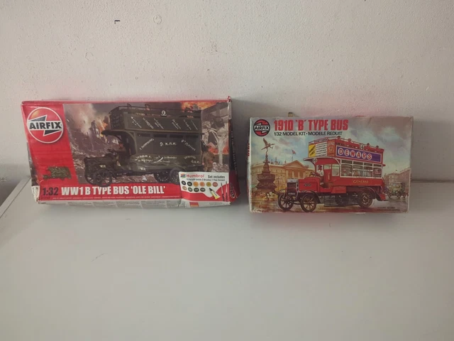 BOXED AIRFIX 1:32 WWI B Type Bus "OLE BILL” Model Kit + 1910 B Type Bus ...