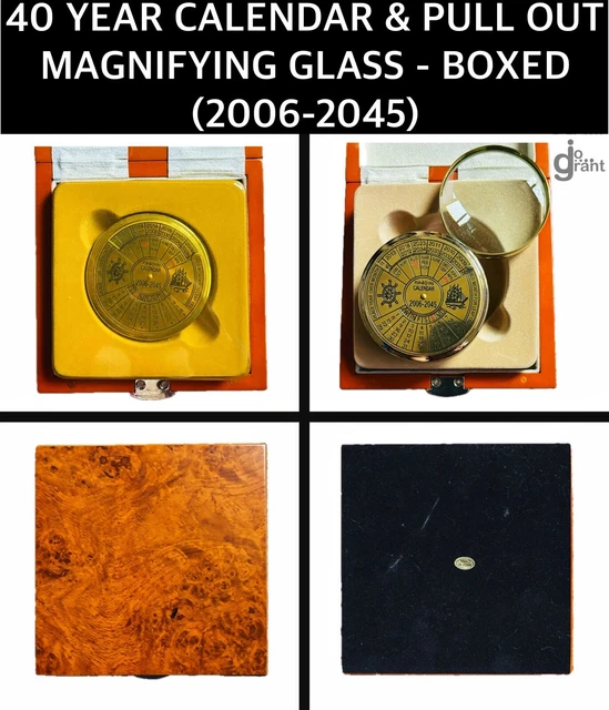 40 YEAR CALENDAR With Pull Out Magnifying Glass, 2006 - 2045, In Box ...