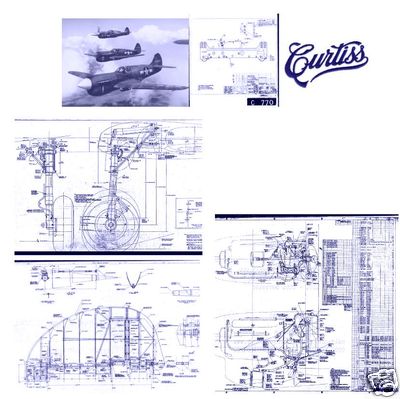 P-40 CURTISS WARHAWK Tomahawk Kittyhawk Blueprint Plans period WW2 DVD ...