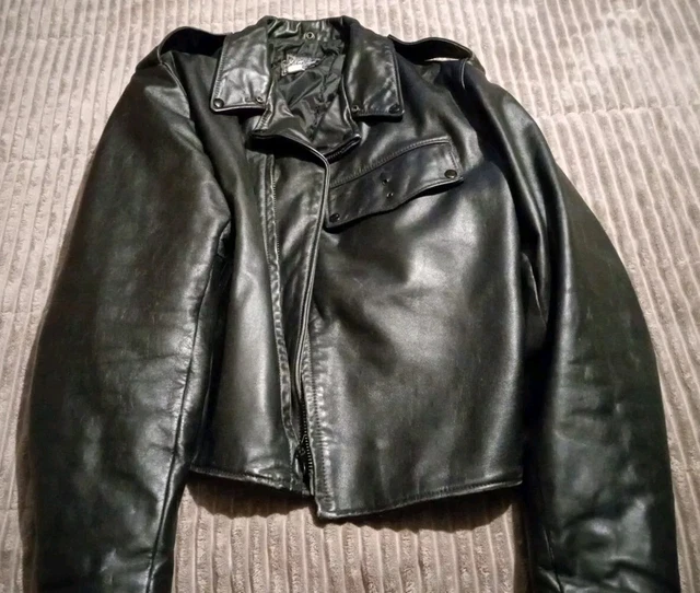 VINTAGE THE BEST Metro Detroit Police Leather Motorcycle Jacket Large ...