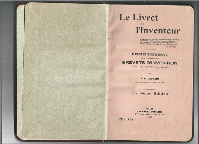 LE LIVRET DE l'Inventeur Renseignements Brevets d'invention A. S ...