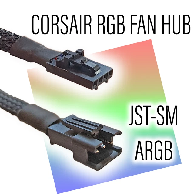CORSAIR RGB FAN Hub to Phanteks/Lian-Li/Light Strip JST-SM ARGB Adapter ...