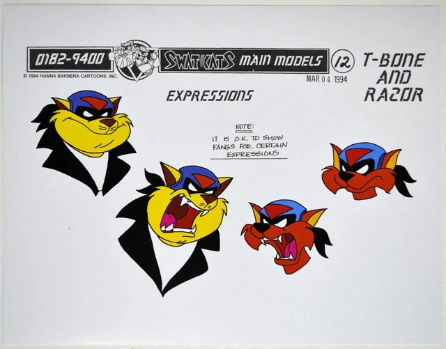 Swatkats Model Sheet Print 12 Hanna Barbera T Bone And Razor