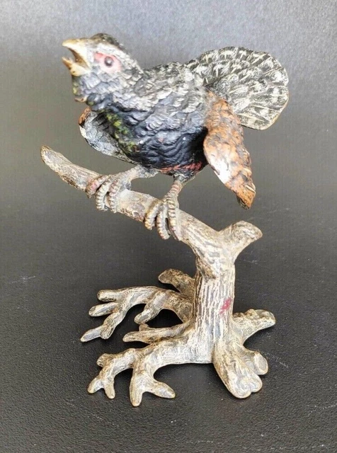BRONZE DE VIENNE Coq de bruyere, perché ht 10.5 cm lg 9cm prof 8cm EUR ...