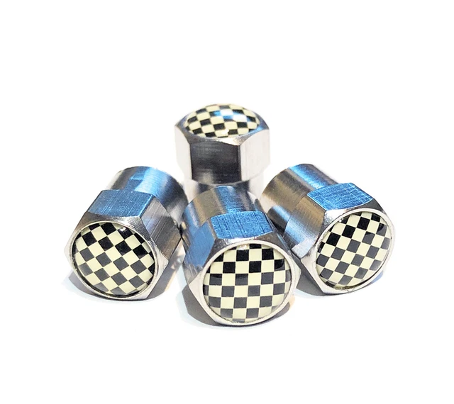 CHECKERBOARD WHEEL VALVE Dust Caps for Mini Cooper Works Clubman ...
