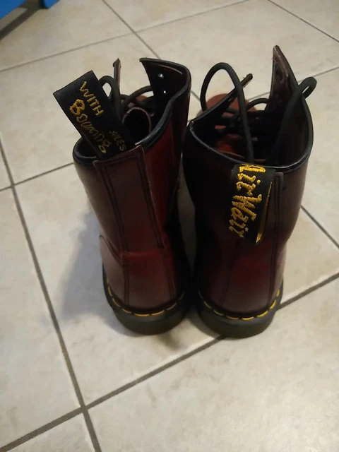 DOC DR. MARTENS 1460 Cherry Red Smooth Leather Boots Mens Size 11 US £ ...