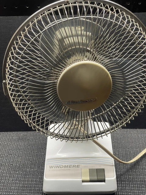 VINTAGE WINDMERE 7& table fan oscillating white model DF-7 82M5 E95225 ...