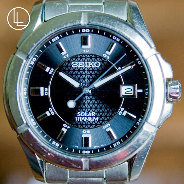 SEIKO V145-0AX0 SOLAR Titanium Men's Watch with Black Dial (JDM ...