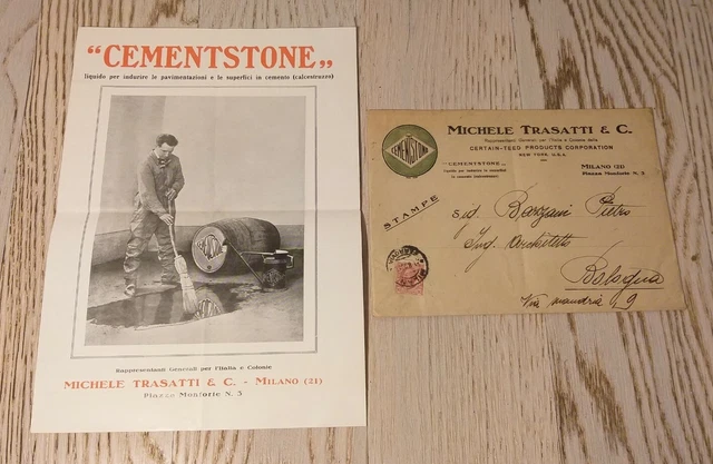 BROCHURE DEPLIANT PUBBLICITARIO D'epoca Con Busta-Cementstone Cemento ...