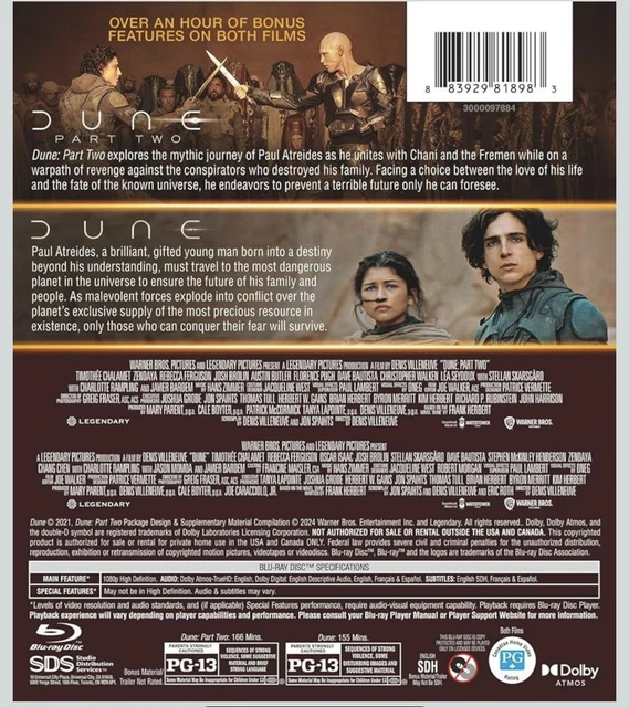 DUNE PART 1 and 2 blu ray $20.00 - PicClick CA