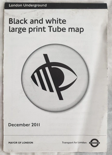 LARGE PRINT TUBE Map London Underground 2011 Black & White £2.50 ...