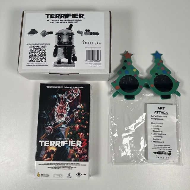 TERRIFIER 3 BUNDLE VHS With Art The Clown Brick Set & Art’s Christmas ...