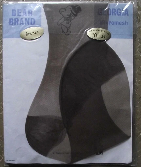 VINTAGE BEAR BRAND Sheer Reinforced Heel Toe RHT Stockings Med/Lge Sz10 ...
