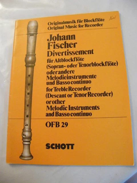 & SPARTITO JOHANN Fischer Intrattenimento Flauto OFB29 " EUR 19,93 ...