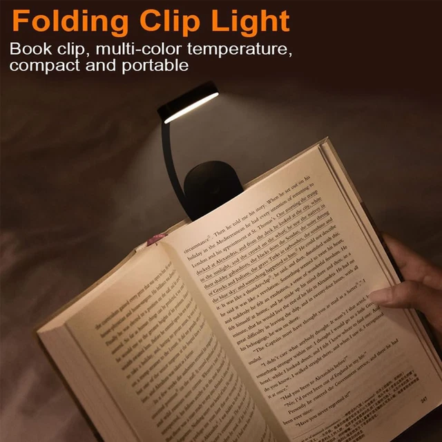 RECHARGEABLE LED CLIP on Book Light Brightness Adjustable Portable ...