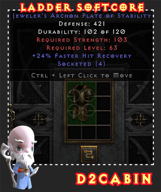 DIABLO2 D2R SC💥LADDER💥4OS, 24FHR💥Jeweler's Armor of Stability💥PC/SWITCH ...