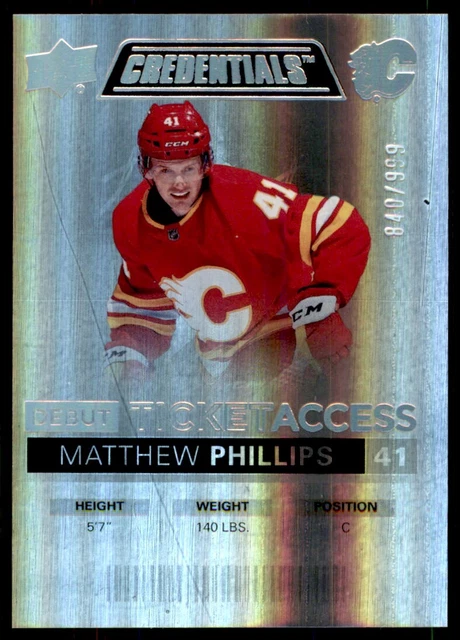2021-22 UPPER DECK Credentials Debut Ticket Access Matthew Phillips ...