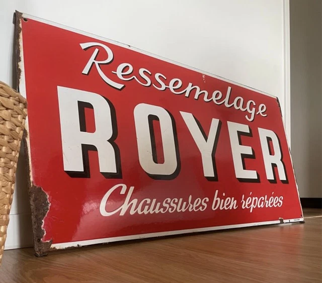 GRANDE PLAQUE ÉMAILLÉE publicitaire ancienne 100 cm x 50 cm "ROYER" EUR 250,00 - PicClick FR