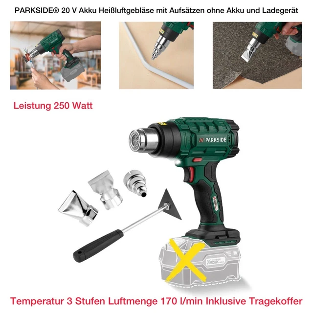 PARKSIDE® 20 V Akku Heißluftgebläse 250 Watt ohne Akku und Ladegerät Neu Ovp EUR 59,90 - PicClick FR