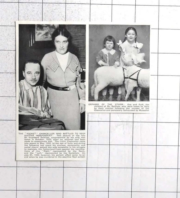 1938 DR ENGELBERT Dollfuss With His Wife, Eva And Rudi £6.00 - PicClick UK