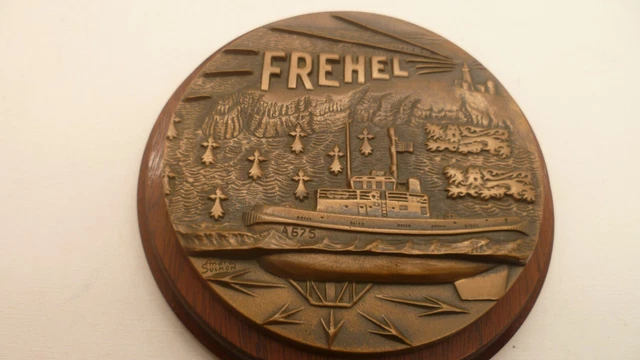 RARE TAPE DE BOUCHE CAP FREHEL SIGNEE, BRONZE , BRETAGNE -BATEAUX ...