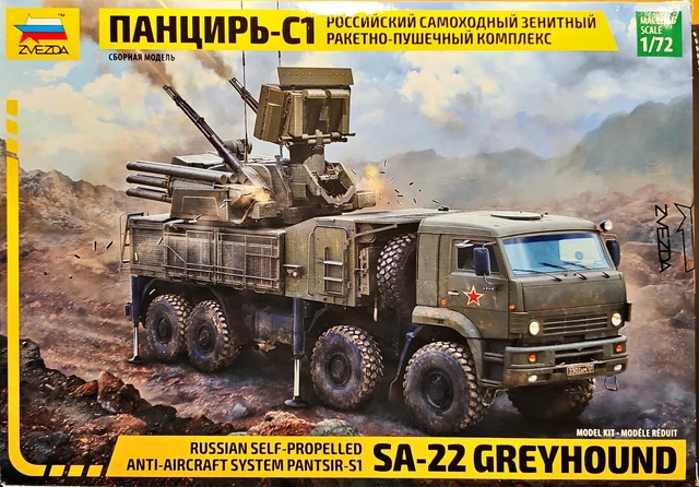 ZVEZDA 5069, SA-22 GREYHOUND, Russian PANTSIR S1 AA / SAM System, 1/72 ...