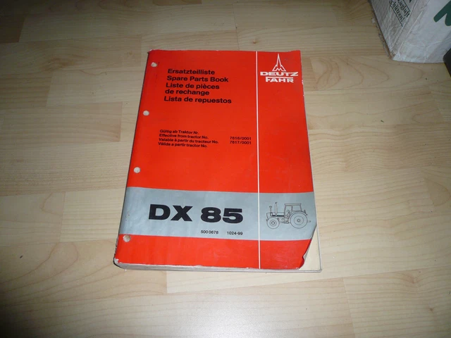 ERSATZTEILLISTE, DEUTZ-FAHR, DX 85 EUR 35,00 - PicClick DE