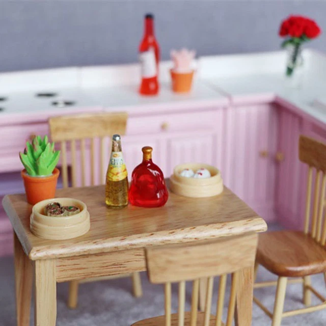 TABLE FURNITURE TOYS Wooden Dining Table Simulation chair Doll House ...