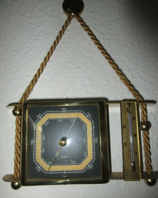 ALTE FISCHER WETTERSTATION BAROMETER THERMOMETER 50er JAHRE VINTAGE DDR ...