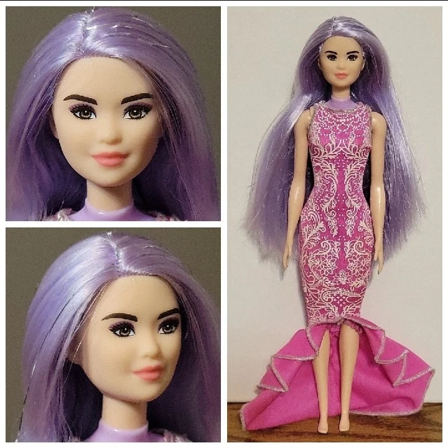 MATTEL BARBIE FASHIONISTA Asian Doll Purple Hair W/Sparkles Brown Eyes ...