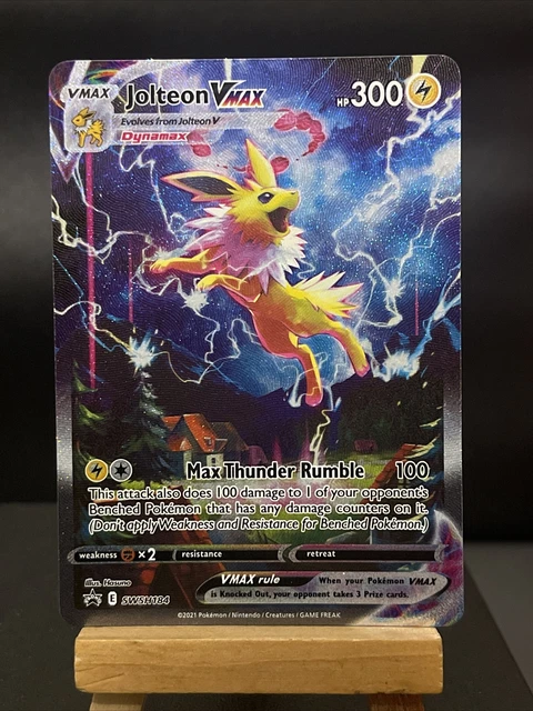 POKEMON CARD JOLTEON VMAX SWSH184 Alt Art Full Art Standard Size Promo ...