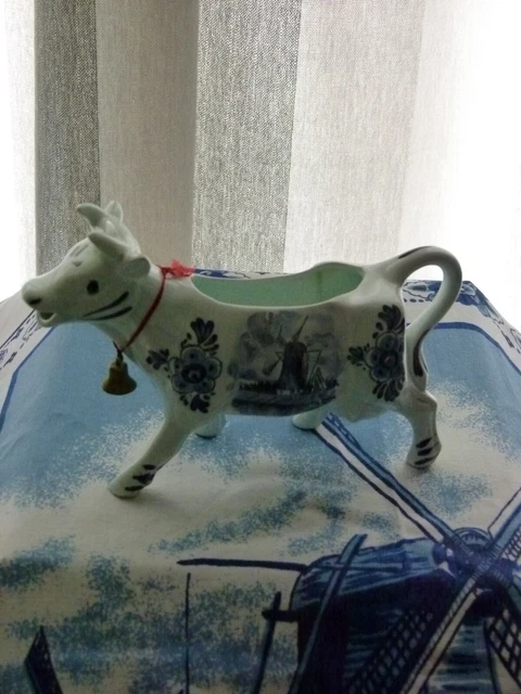 DELFT WARE COW Creamer / Jug Vintage DBL with Bell Transfer Printed ...