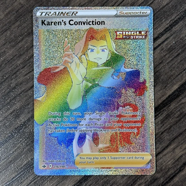 POKÉMON TCG KAREN'S Conviction Chilling Reign 216/198 Holo Secret Rare ...