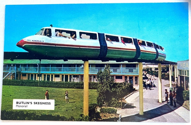 VINTAGE POSTCARD OF Butlin's Skegness, Monorail Unposted Card RP S 26 ...