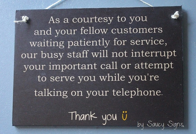 RETAIL SHOP STORE Sign Customer Turn Off Cell Mobile Telephone Phone ...