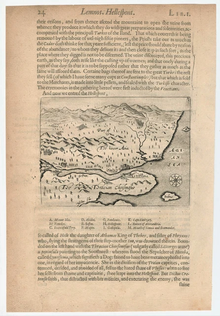 MAPPA ANTICA &&LEMNO. Ellesponto"" (Stretto dei Dardanelli) George ...