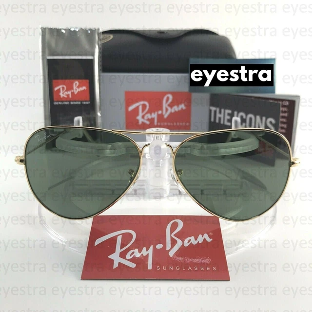 RAY-BAN AVIATOR CLASSIC Unisex Sunglasses Gold Frame G-15 Lens RB3025 ...