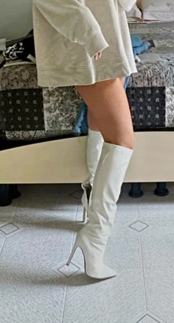 WOMAN 37 WHITE pvc High Heels Boot Damen Stiefel Lack Used EUR 25,00 ...