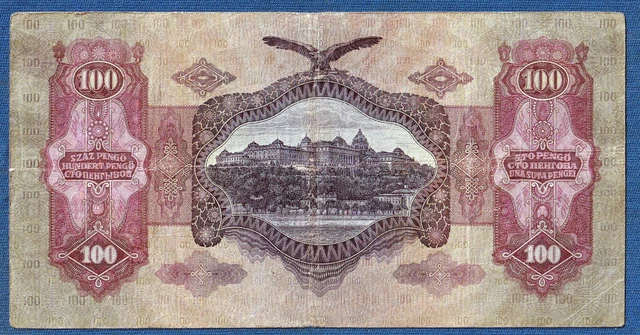 100 PENGO 1930, Hungary Banknotes, war WW2 TOTENKOPF WAFFEN STAMP ! $19 ...