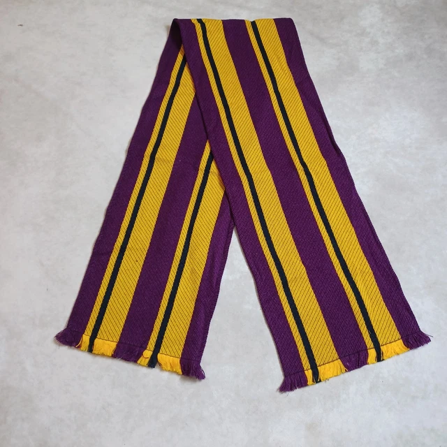 VINTAGE 60S STRIPED College Scarf Mens Unicol Purple Yellow Knit School ...