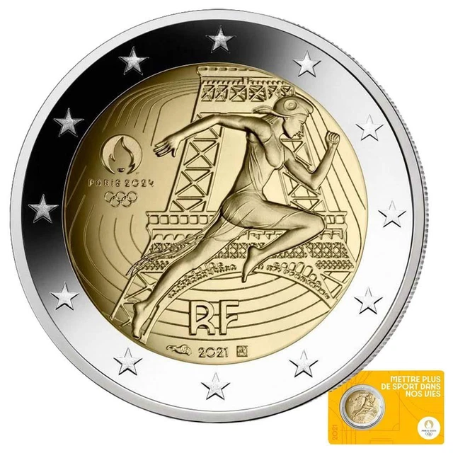 FRANCIA 2 EURO 2021 - Olimpiadi di Parigi 2024 - blister giallo ST EUR ...