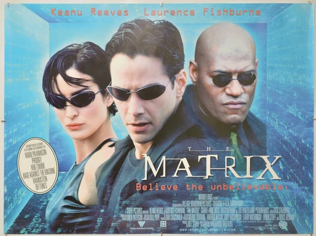 THE MATRIX (1999) Original Cinema Quad Movie Poster - Keanu Reeves ...