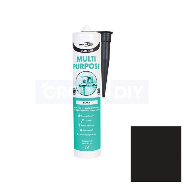 BLACK SILICONE SEALANT General Purpose Multi Mate Kitchen Bathroom ...