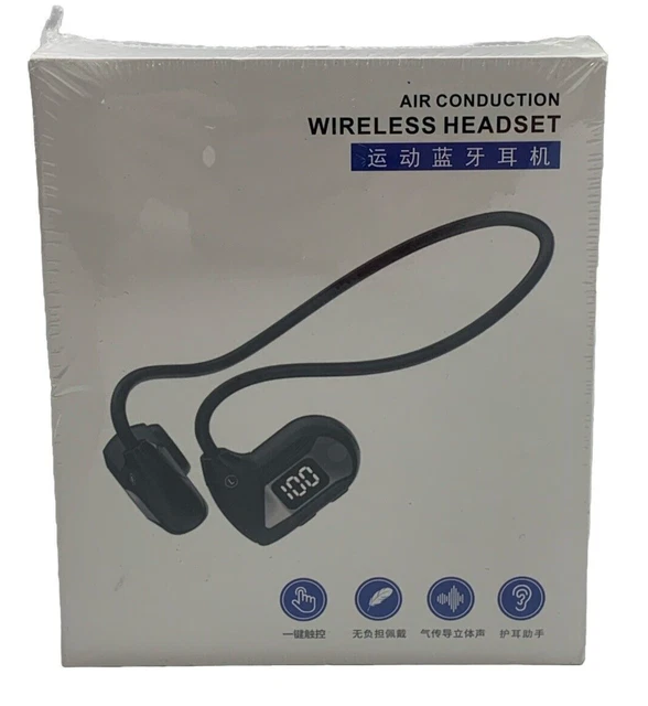 OPEN EAR HEADPHONES Wireless Bluetooth Air Conduction Earbud 5.3 Black ...